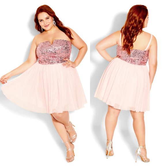 City Chic | Dresses | New City Chic Sparkle Tulle Dress Ice Pink 4 ...
